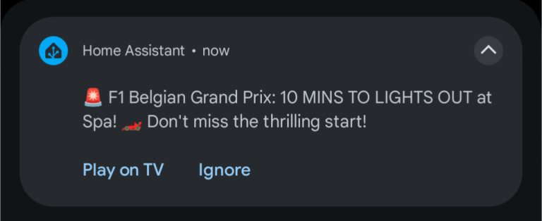 Home Assistant: Never Miss an F1 Race Start Again – Creating Smart Home